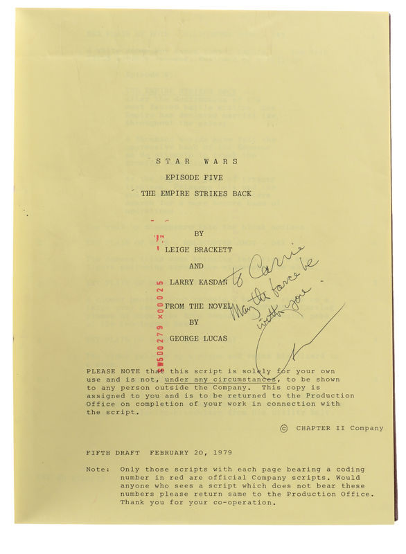 Carrie Fisher's annotated 'Empire Strikes Back' script up for auction ...