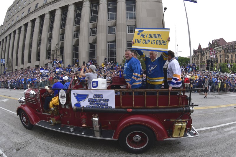 Blues celebrate while it rains on their parade By Reuters